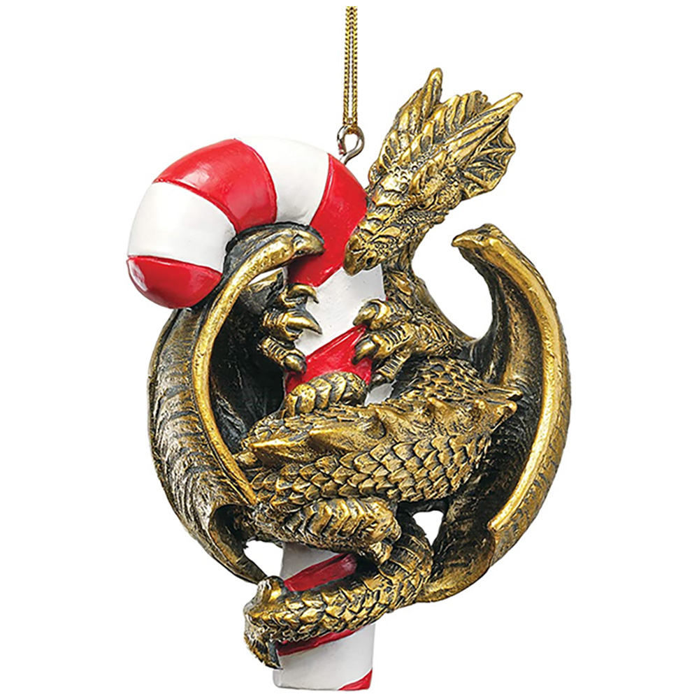 Design Toscano Gothic Dragon with a Candy Cane Sweet Tooth Christmas ...